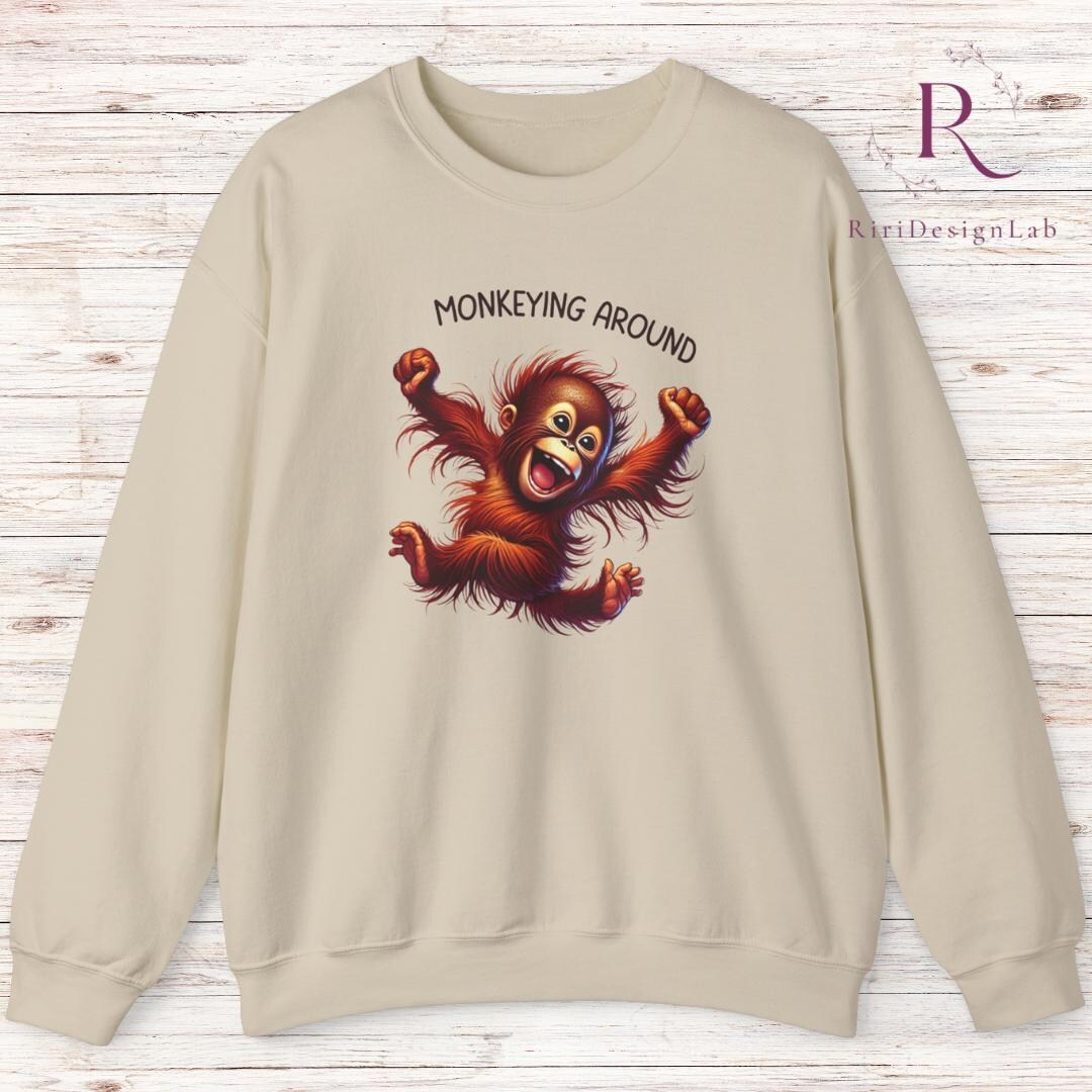 Monkeying Around Baby Orangutan Primate Ape Sweatshirt Cute Animal ...