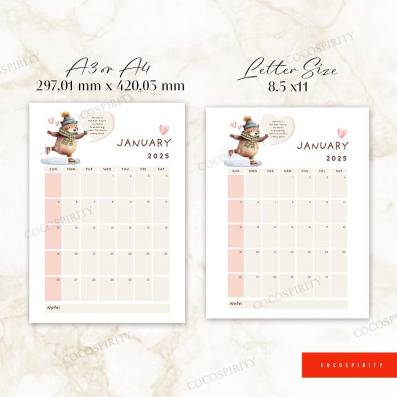 PRINTABLE 2025 Calender Planner With Cute Illustrations and ...