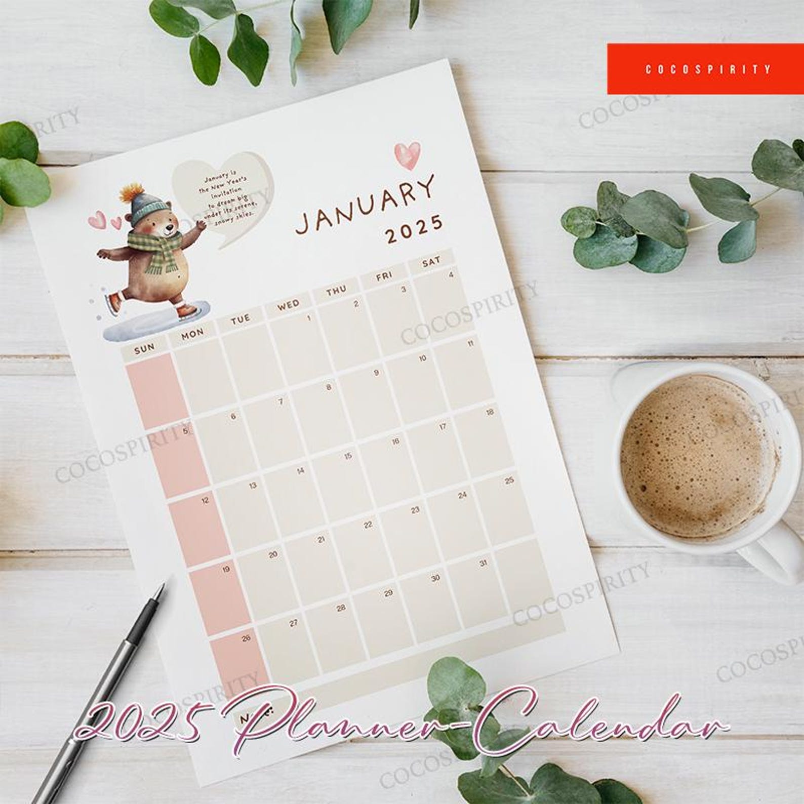 PRINTABLE 2025 Calender Planner With Cute Illustrations and ...