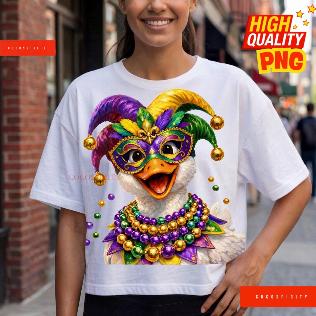 Mardi Gras Goose Jester Duck Png, Brushstroke Hand Painted Jester Hat ...