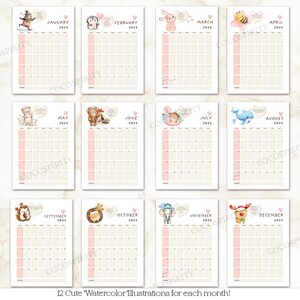 PRINTABLE 2025 Calender Planner With Cute Illustrations and ...