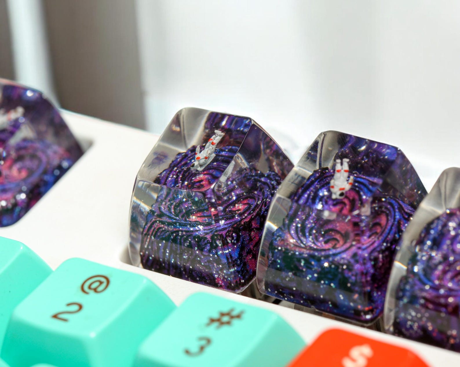 Keycaps Custom Artisan, Keycaps Anime Cute, Galaxy Keycap Space, Purple ...
