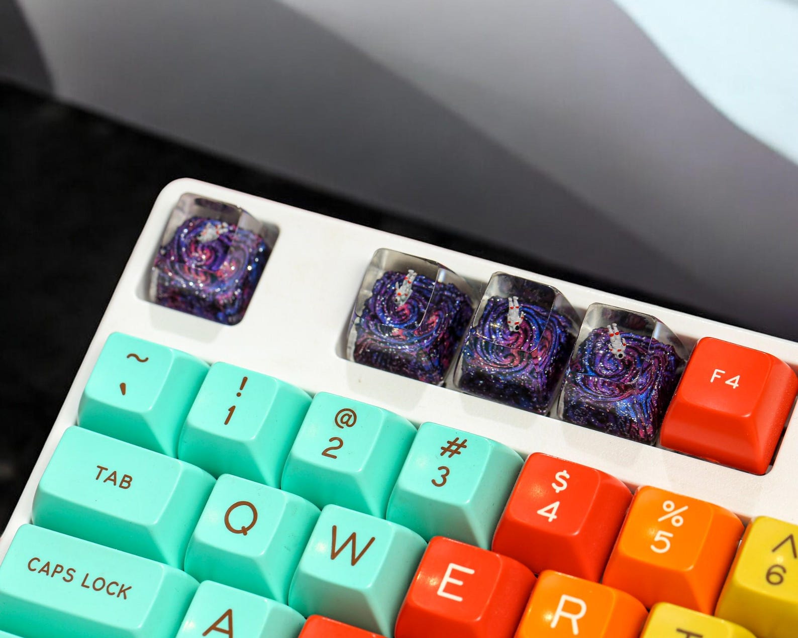 Keycaps Custom Artisan, Keycaps Anime Cute, Galaxy Keycap Space, Purple ...