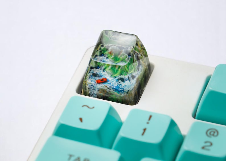 Sailboat and Ocean Artisan Keycap | Handmade Resin Keycap for Cherry MX ...
