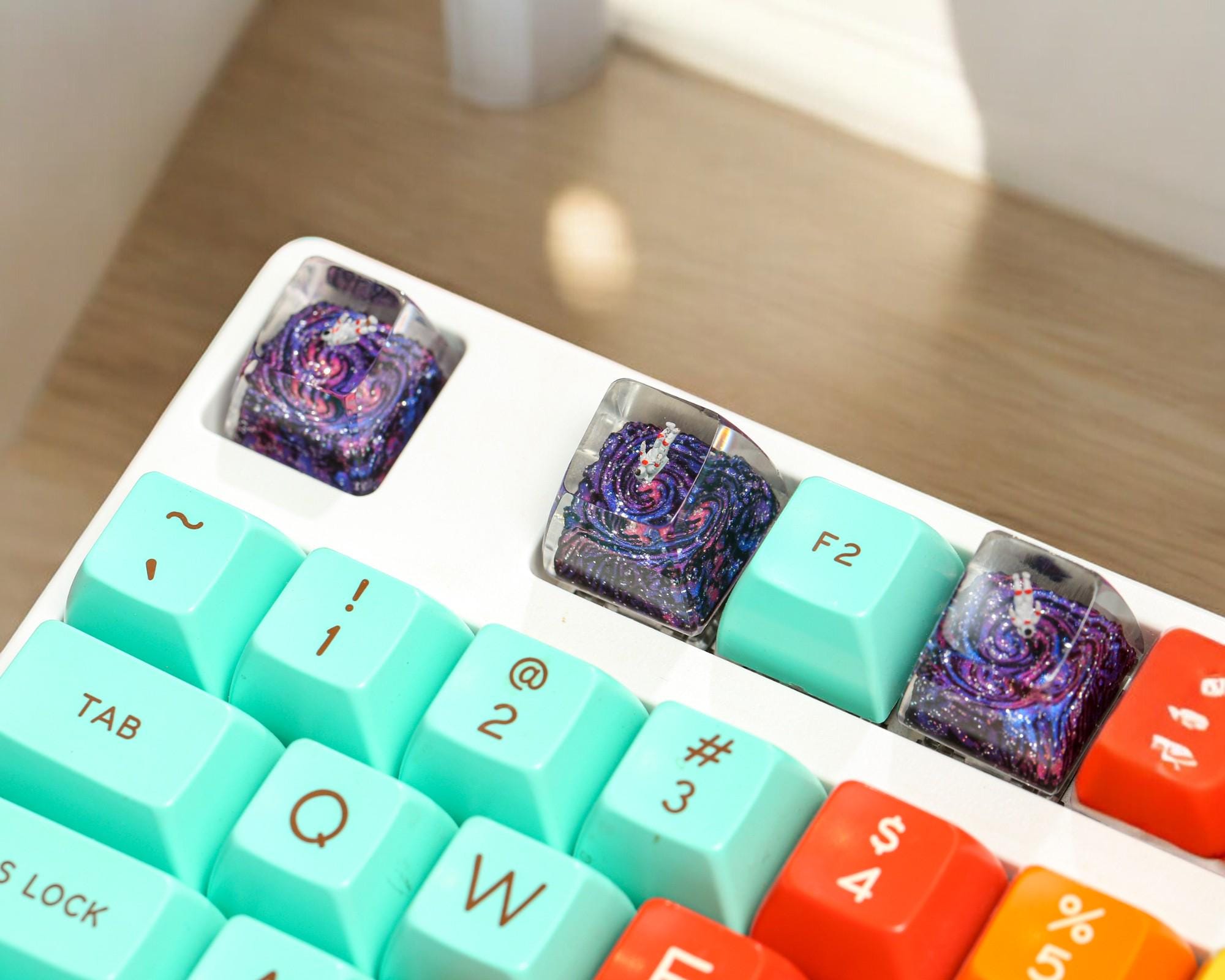 Keycaps Custom Artisan, Keycaps Anime Cute, Galaxy Keycap Space, Purple ...