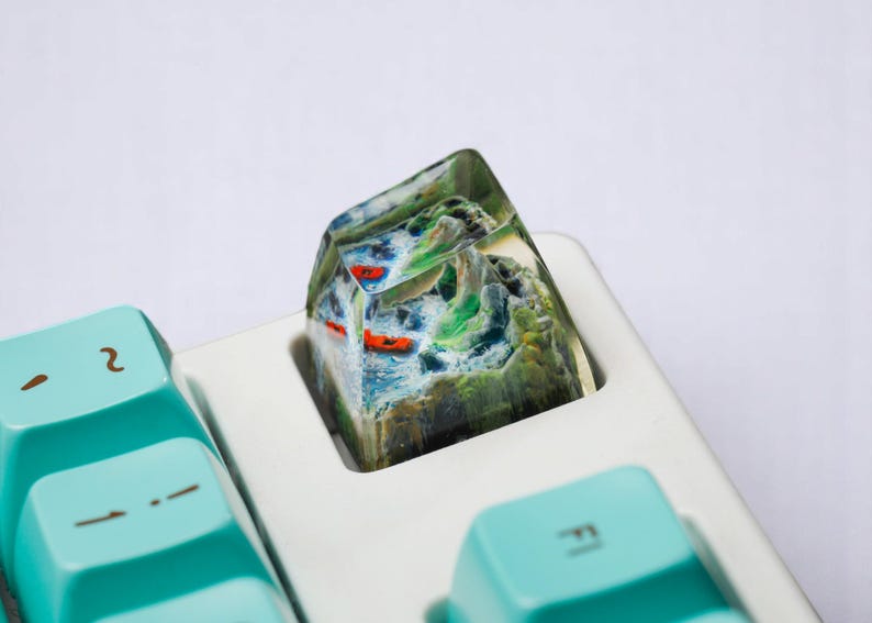 Sailboat and Ocean Artisan Keycap | Handmade Resin Keycap for Cherry MX ...