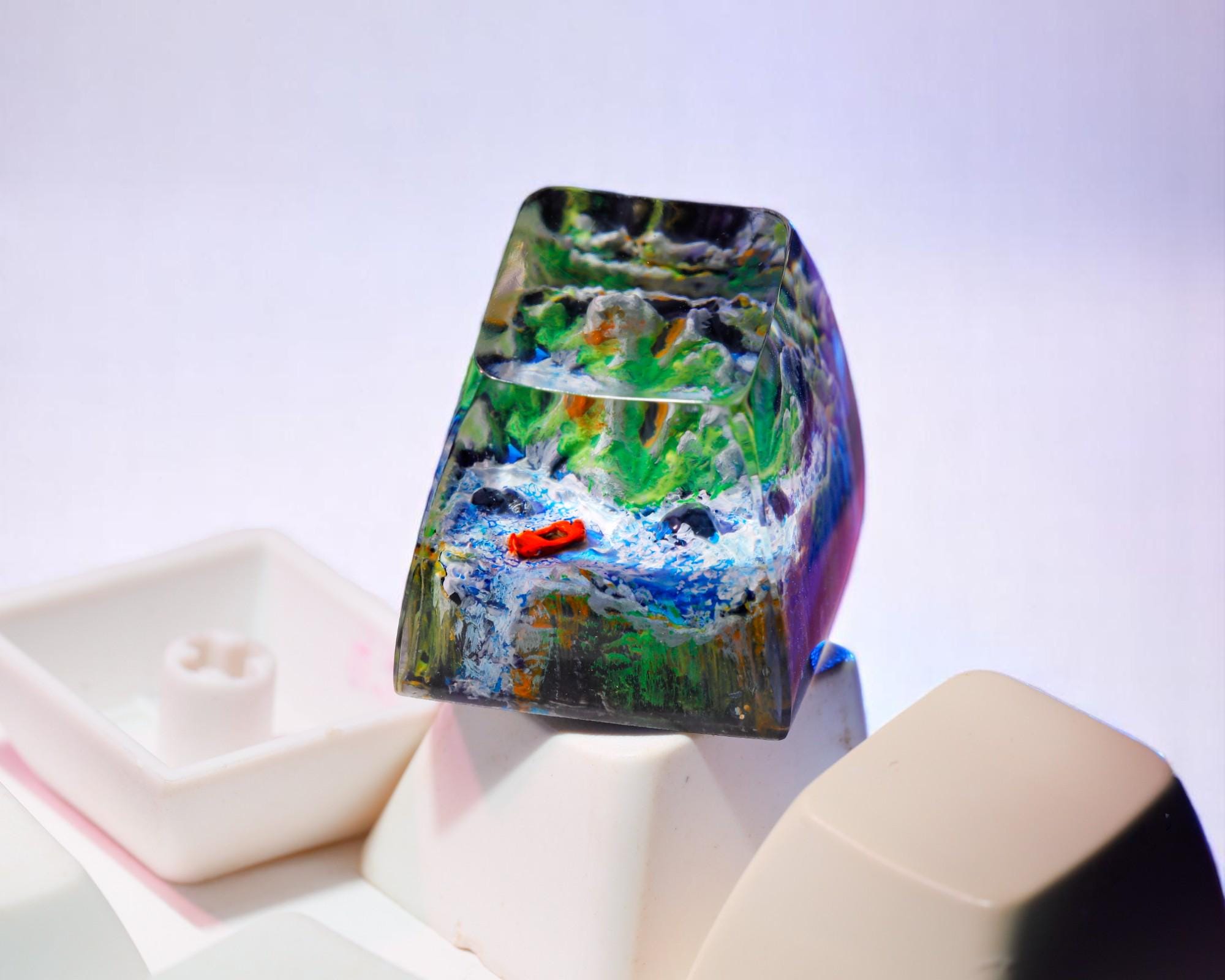 Sailboat and Ocean Artisan Keycap | Handmade Resin Keycap for Cherry MX ...