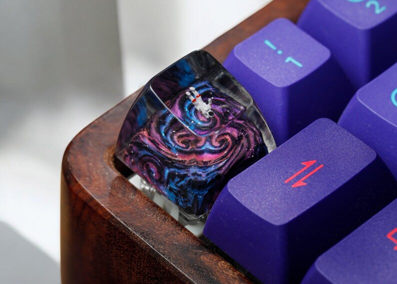 Keycaps Custom Artisan, Keycaps Anime Cute, Galaxy Keycap Space, Purple ...