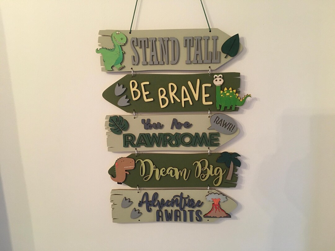 Dinosaur Hanging Direction Sign - Etsy