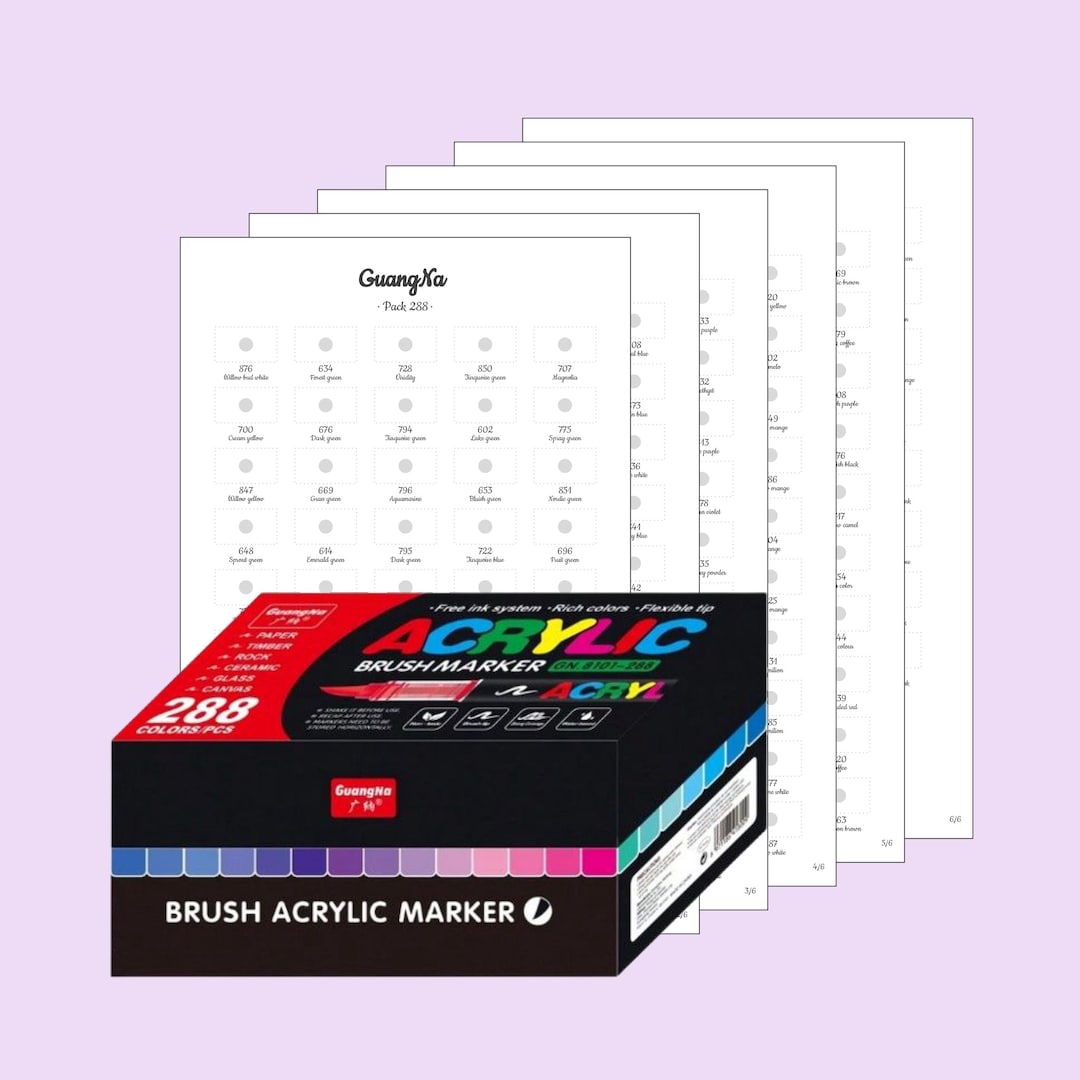 Guangna 288 Color Chart (blank Digital PDF Format - Acrylic Marker ...