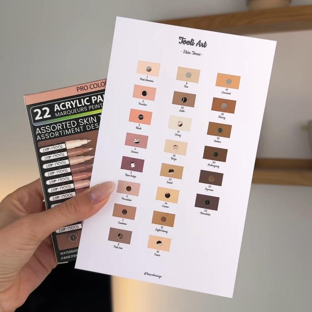 Tooli Art Skin Tones 22 Color Chart (blank Digital PDF Format - Brush ...