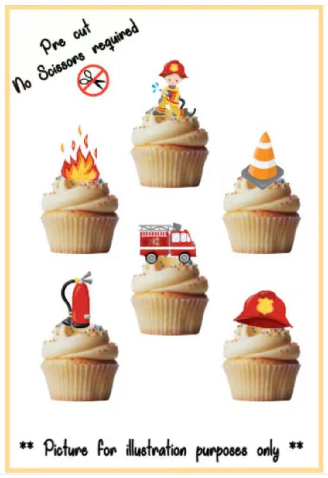 Firefighter Stand up Edible Cupcake Toppers- Pack of 24 Toppers - Etsy