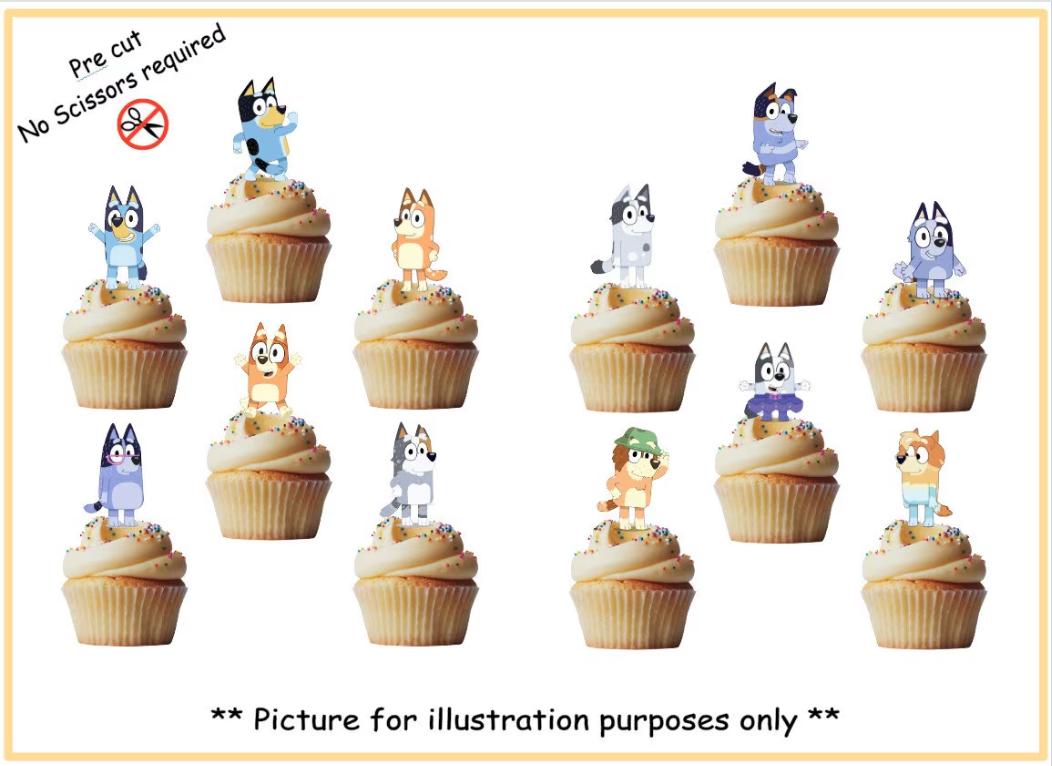 24 Pack Bluey Stand up Edible Cupcake Toppers - Etsy