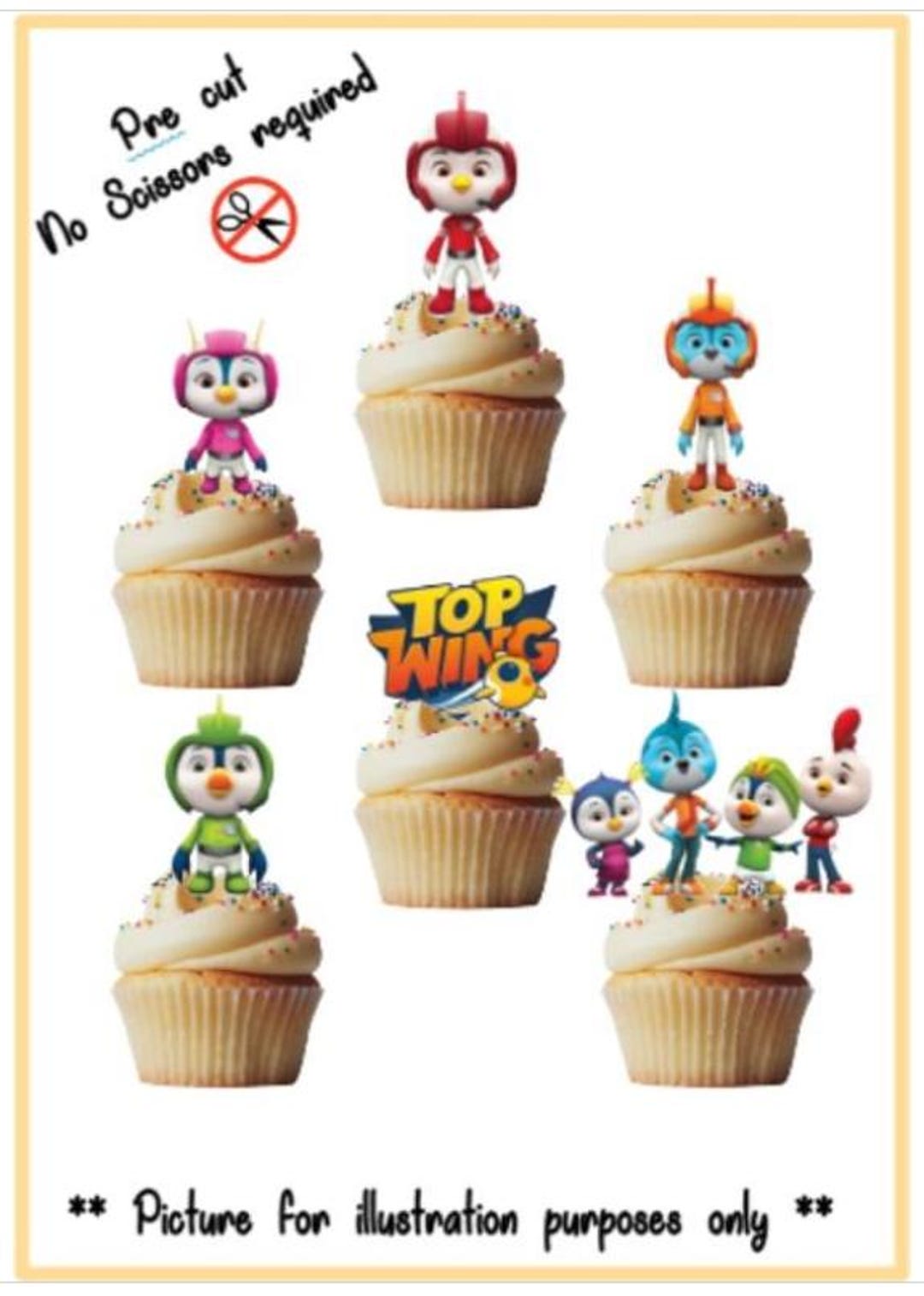 Top Wings Stand up Edible Cupcake Toppers- Pack of 24 Toppers - Etsy