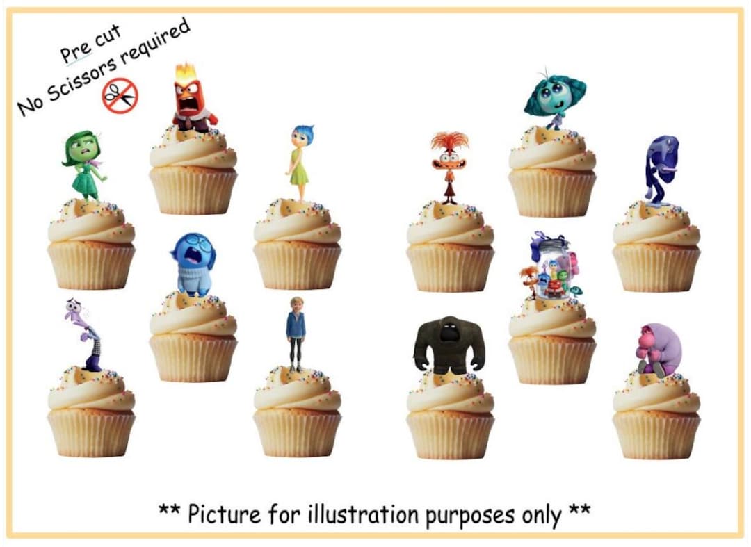 Inside Out Edible Cupcake Toppers: Pre-cut Wafer Card, 24 Pack - Etsy