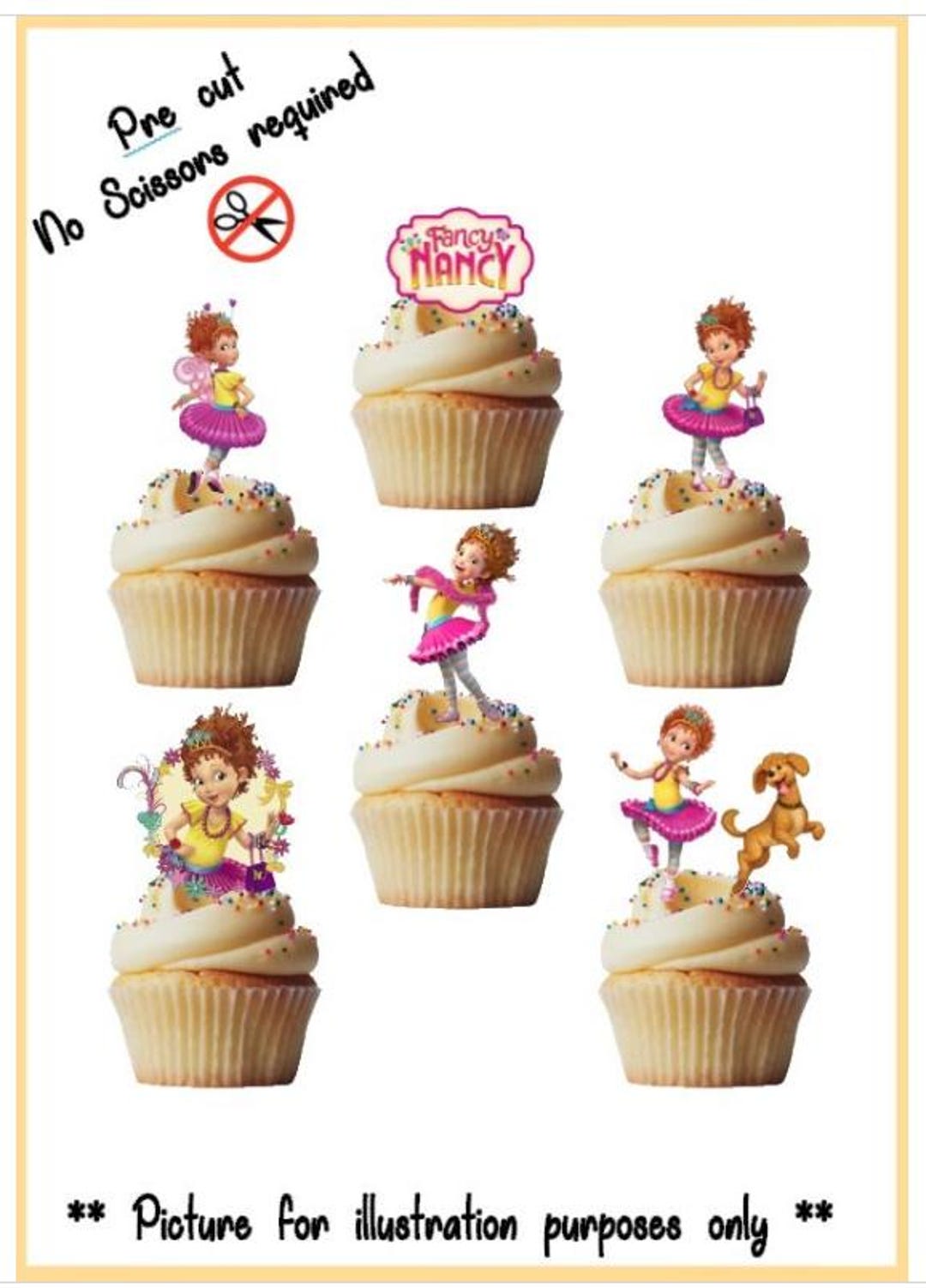 24 Pack Fancy Nancy Stand up Edible Cupcake Toppers - Etsy