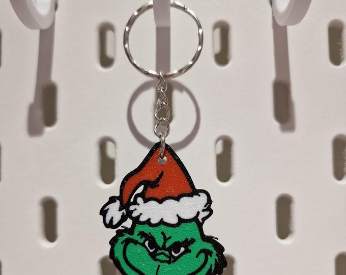The Grinch Face Keychain - Etsy