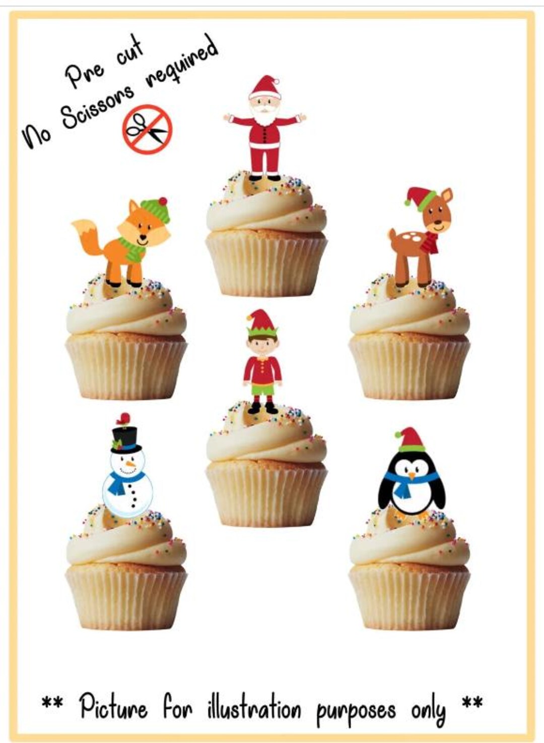 24 Pack Christmas Characters 005 Stand up Edible Cupcake Toppers - Etsy
