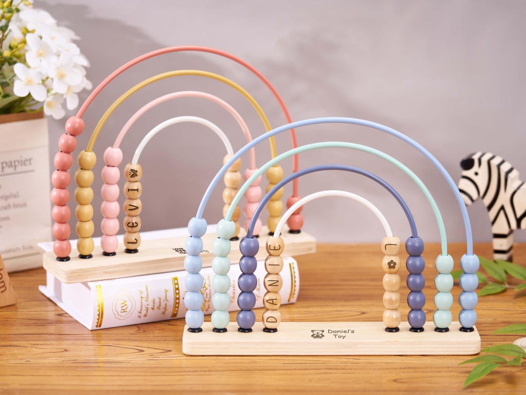 Personalized Baby Abacus,wooden Rainbow Abacus,custom Name Abacus ...