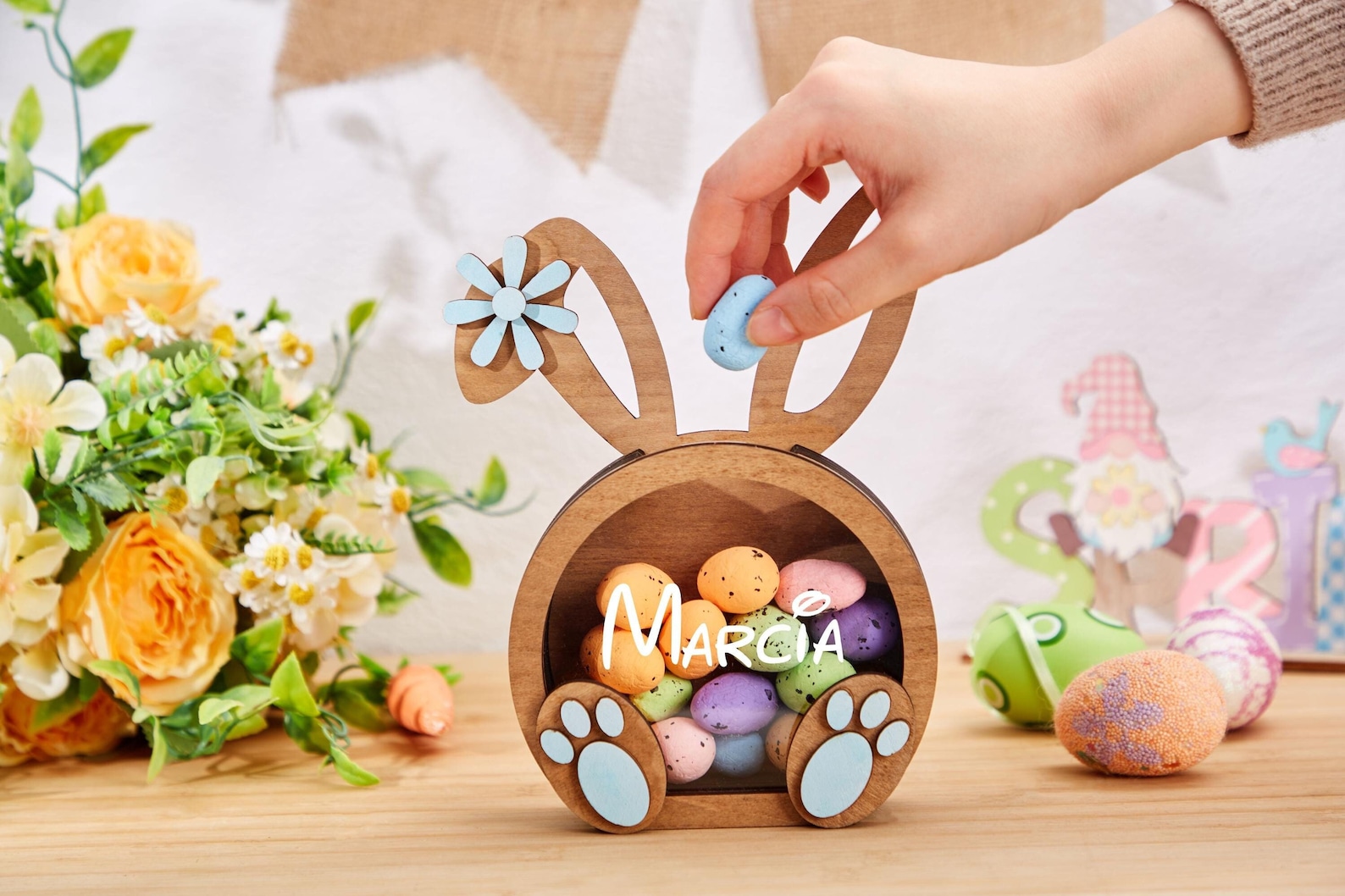 Personalized Wooden Bunny Piggy Bank,personalized Easter Bunny Money ...