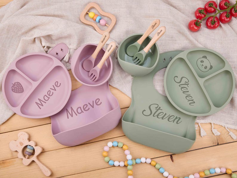 Cartoon Weaning Set for Toddler Baby Kids,baby Plate Set With Name,baby ...