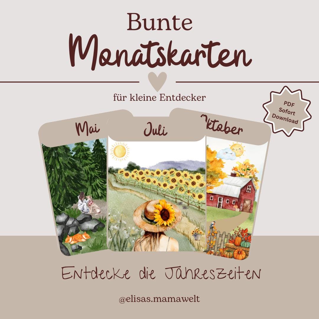 Monthly Cards, Seasons, Picture Cards - Etsy