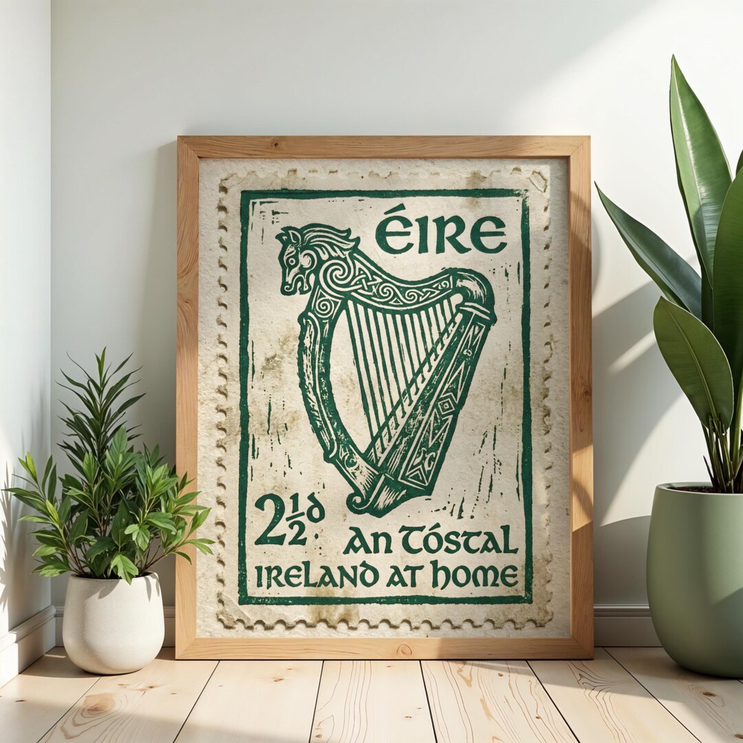 Vintage Ireland Print – Irish Stamp Art – Ireland Poster – Irish Wall ...