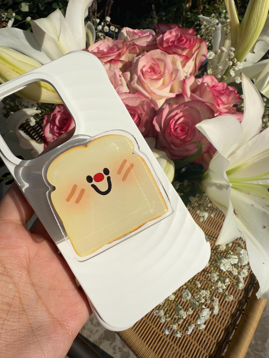 Happy Toast Magsafe Phone Grip|blush Toast Magnetic Kindle Grip|bread ...