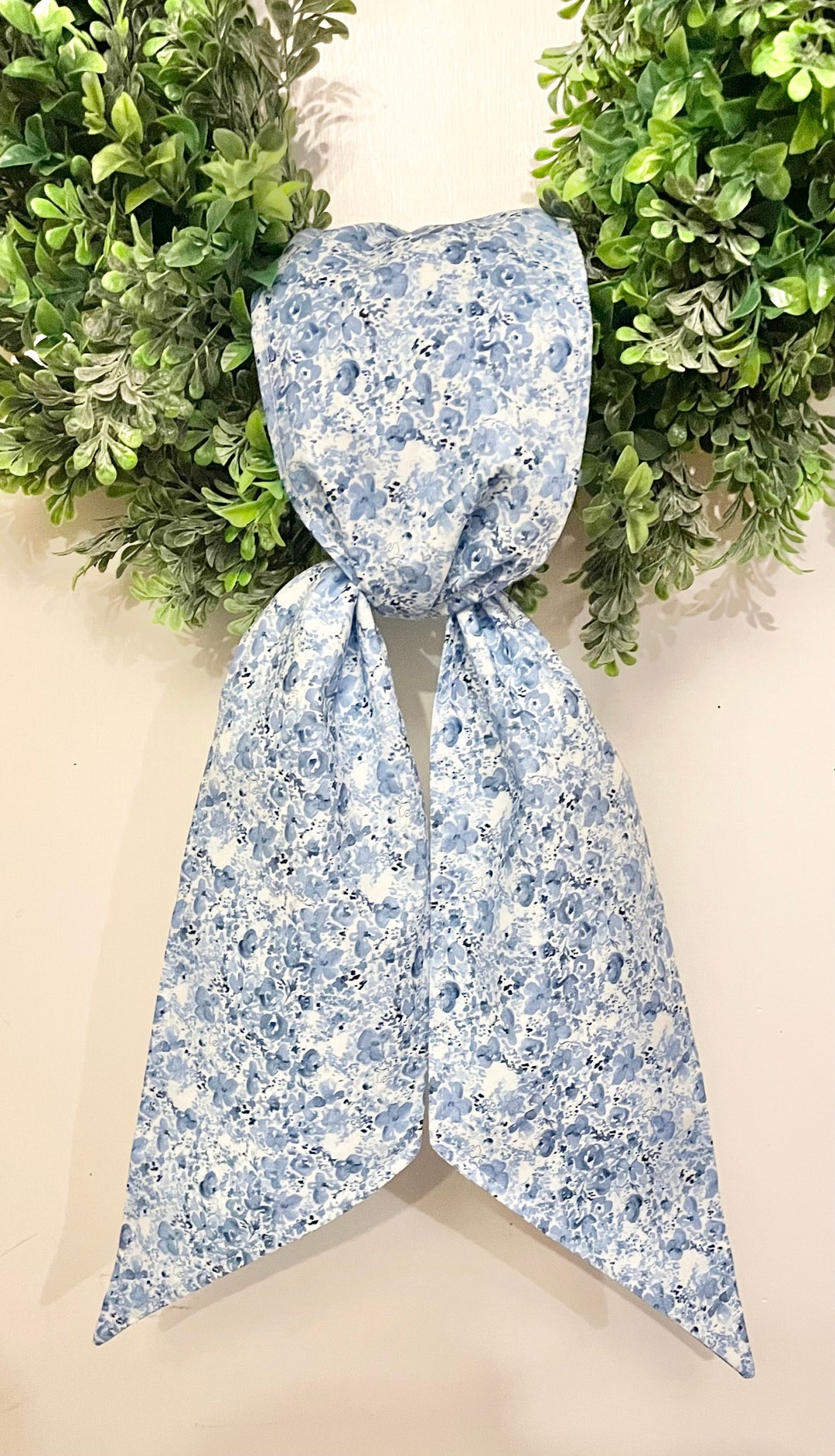 Blue Fabric Wreath Sash/spring Wreath Sash/front Door Wreath/summer ...