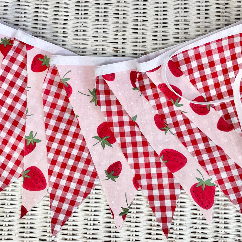 Strawberry Fabric Bunting - Etsy
