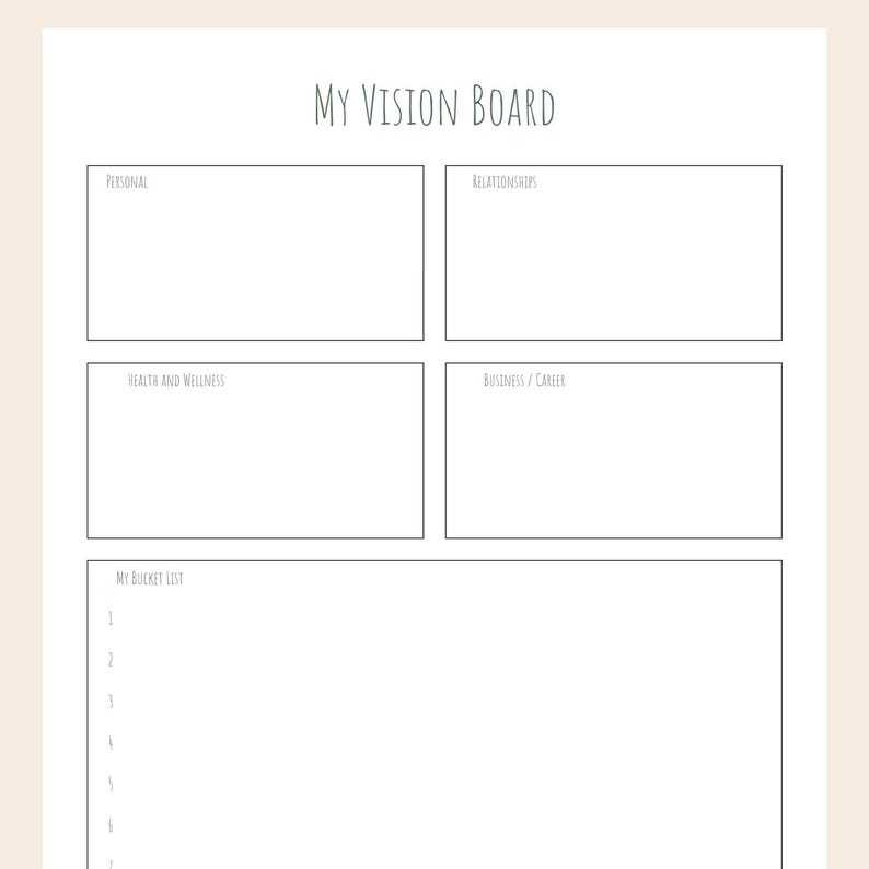 Printable Vision Board Workbook Goal Setting & Manifestation Guide, DIY ...