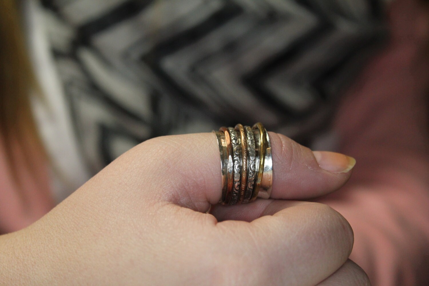 Meditation Spinner Ring With Sterling Bronze Brass & Copper - Etsy
