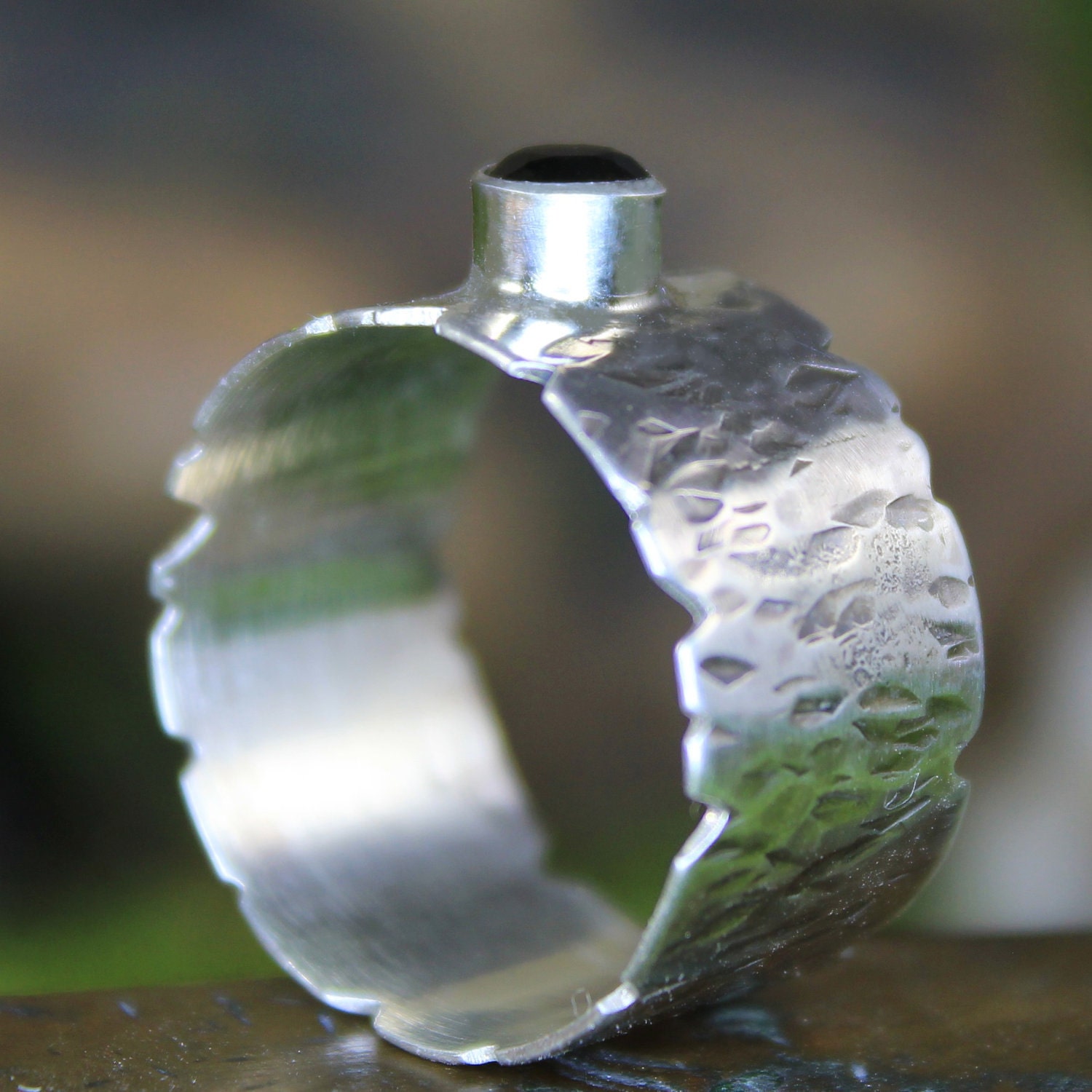 Mens Sterling Silver With Black Spinal Ring - Etsy