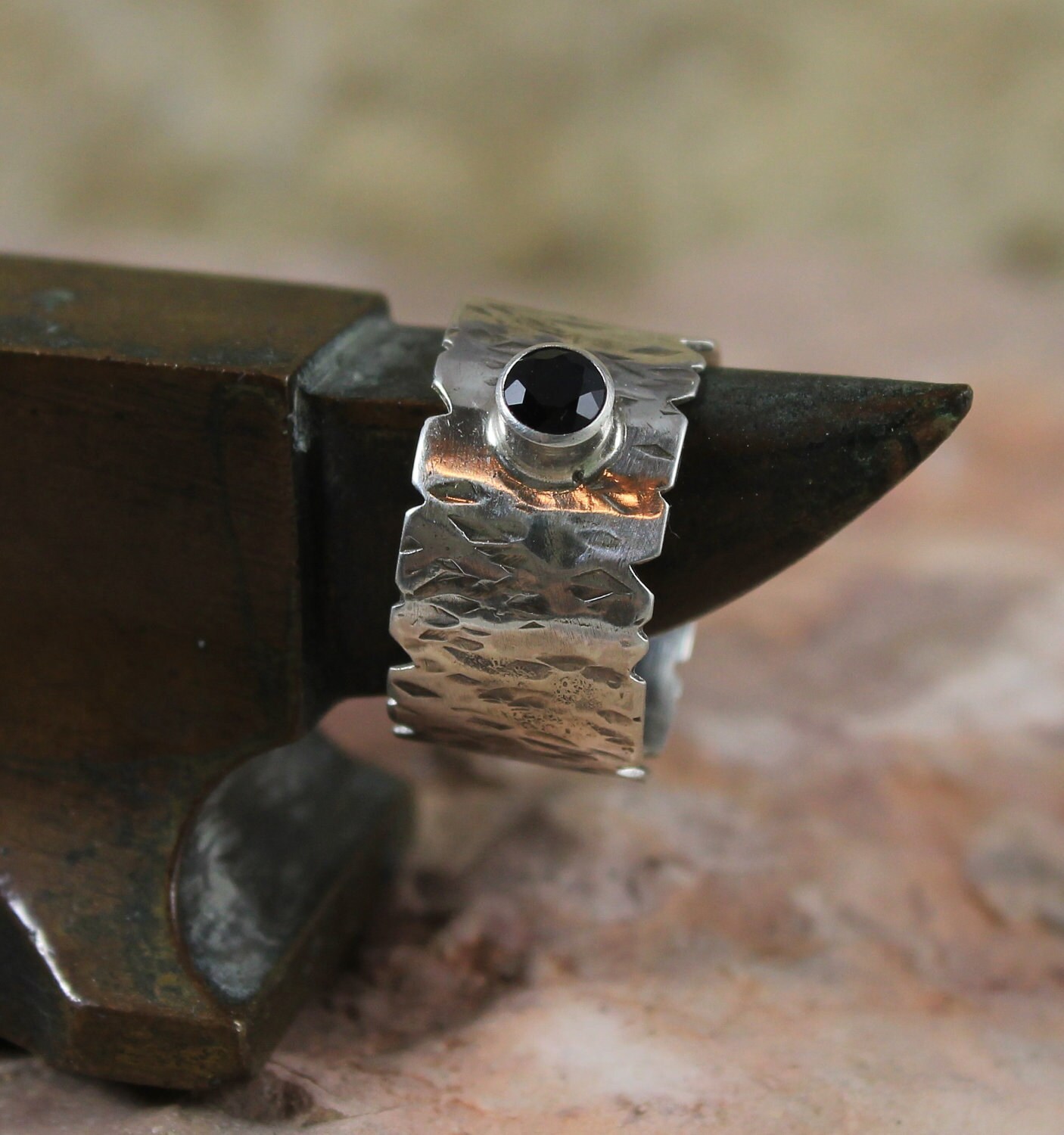 Mens Sterling Silver With Black Spinal Ring - Etsy