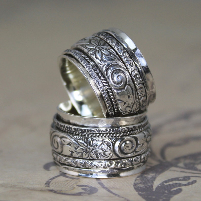 Midget Gypsy Spinner Ring ALL STERLING BANDS - Etsy