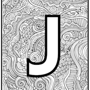 Uppercase Alphabet Mindful Coloring Pages Printable Art for Relaxation ...