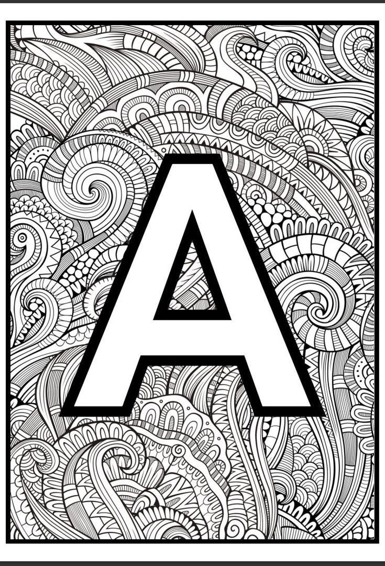 Uppercase Alphabet Mindful Coloring Pages Printable Art for Relaxation ...