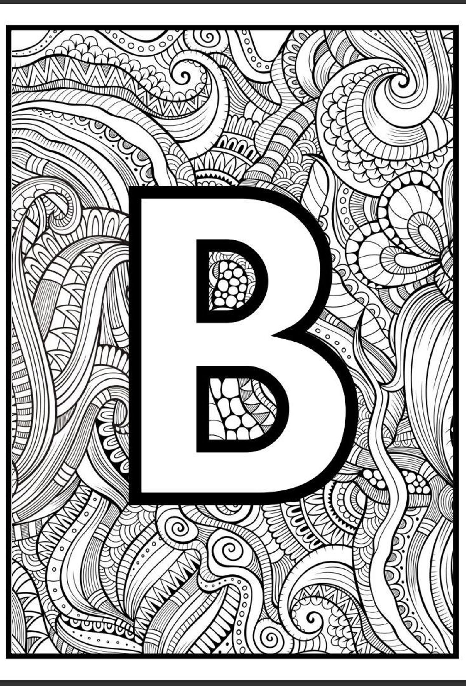 Uppercase Alphabet Mindful Coloring Pages Printable Art for Relaxation ...