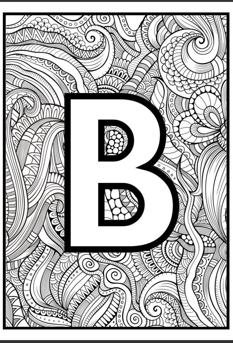 Uppercase Alphabet Mindful Coloring Pages Printable Art for Relaxation ...