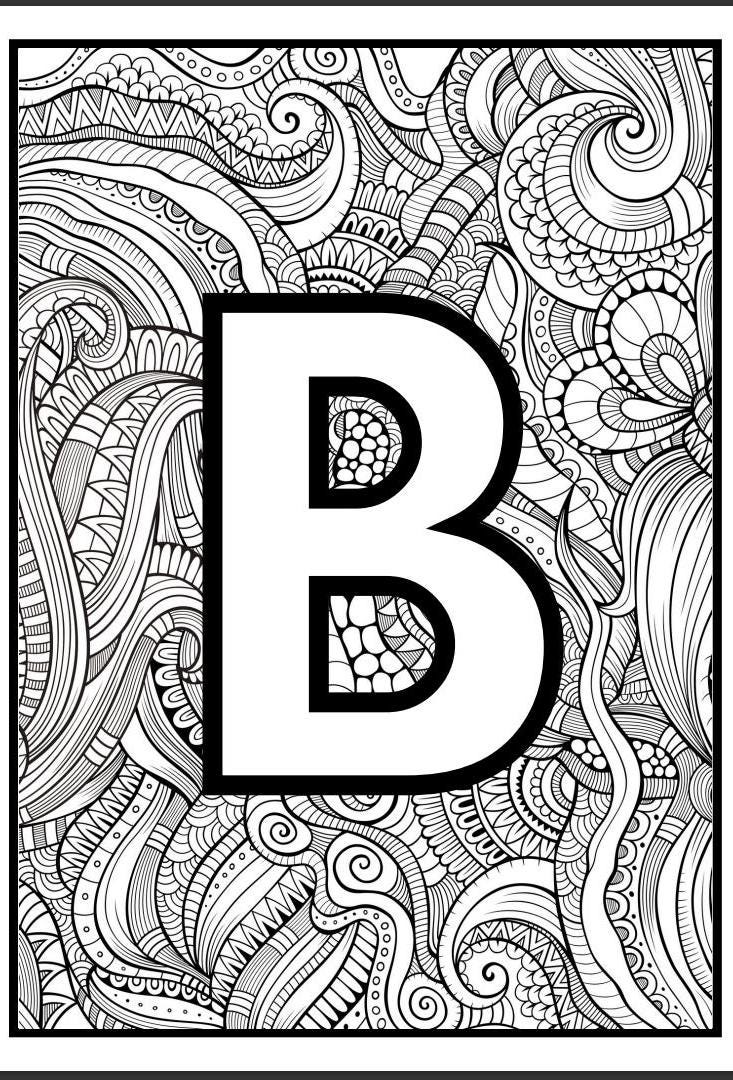 Uppercase Alphabet Mindful Coloring Pages Printable Art for Relaxation ...