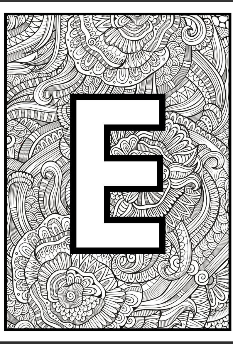 Uppercase Alphabet Mindful Coloring Pages Printable Art for Relaxation ...