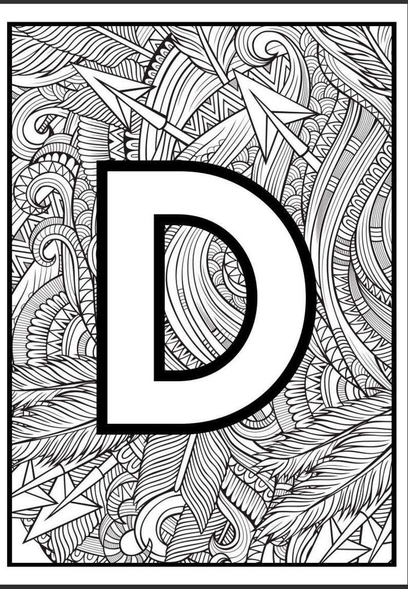 Uppercase Alphabet Mindful Coloring Pages Printable Art for Relaxation ...