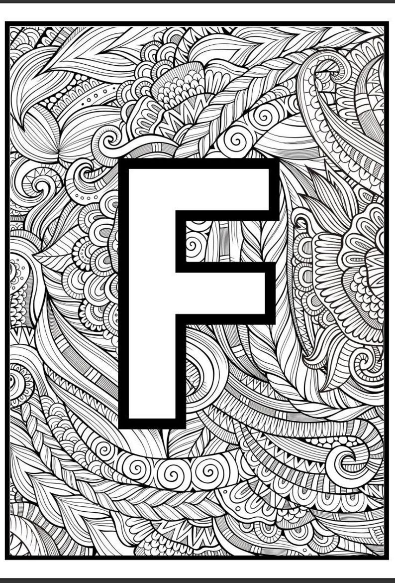 Uppercase Alphabet Mindful Coloring Pages Printable Art for Relaxation ...