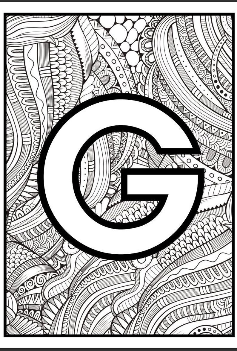 Uppercase Alphabet Mindful Coloring Pages Printable Art for Relaxation ...