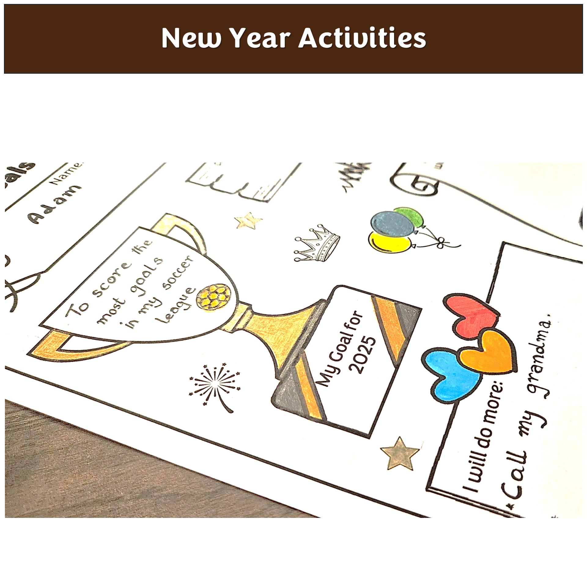 2025 Activity for Adults & Kids, New Year’s Resolution for Kids, Year ...