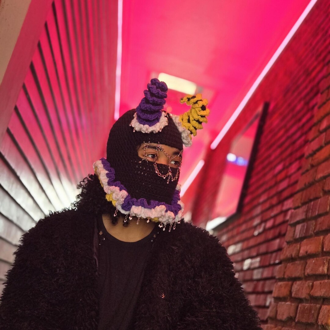 Crochet Balaclava Rave Mask: Goth Emo Punk Fashion Nonbinary Pride - Etsy