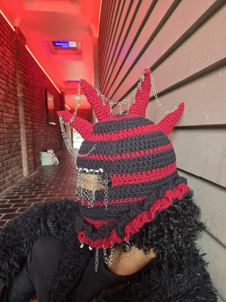 Punk Crochet Mask, Goth Jester Mask, Balaclava - Etsy