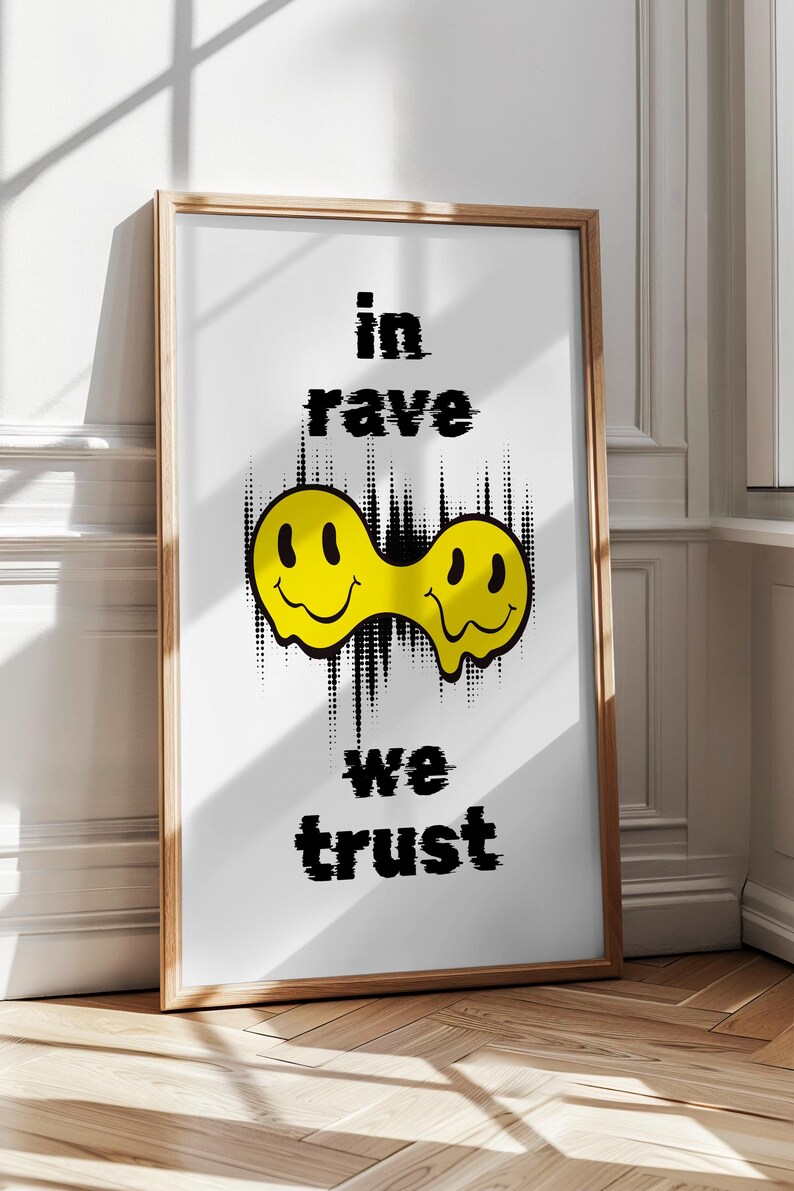 Rave Print Wall Art, Techno Music Printable Wall Art, Rave Poster ...