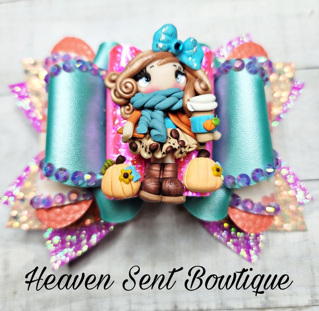 Fall Vinyl Hair Bow/clay Dolly Fall Pumpkin Hair Bow/5hair Bow/hair Bow ...