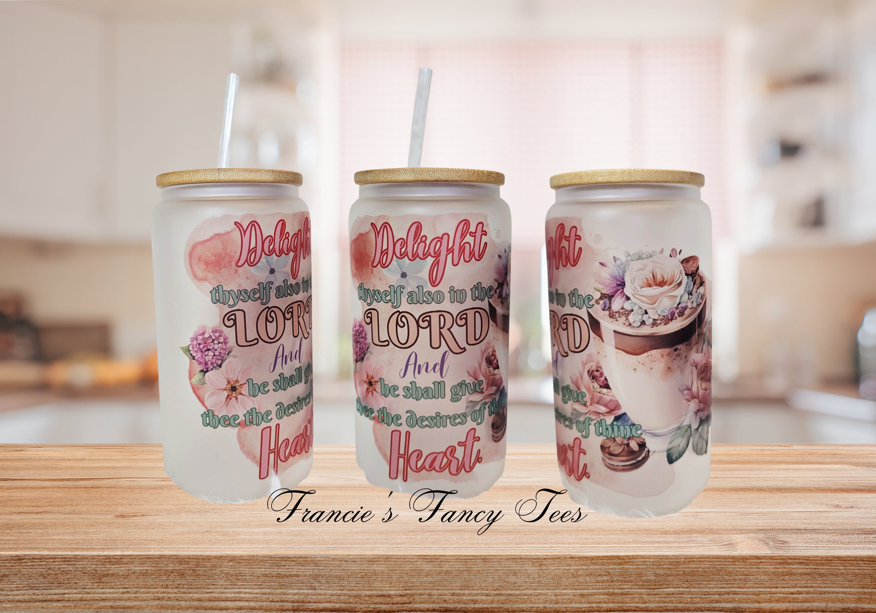 Christian Libby Glass, Libby Glass With Lid and Straw, Glass Tumbler ...